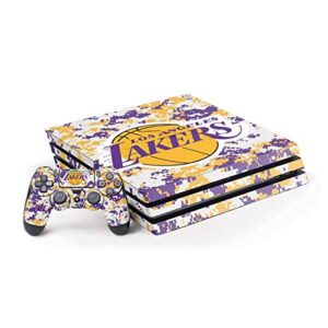 skinit decal gaming skin compatible with ps4 pro console and controller bundle - officially licensed nba los angeles lakers digi camo design