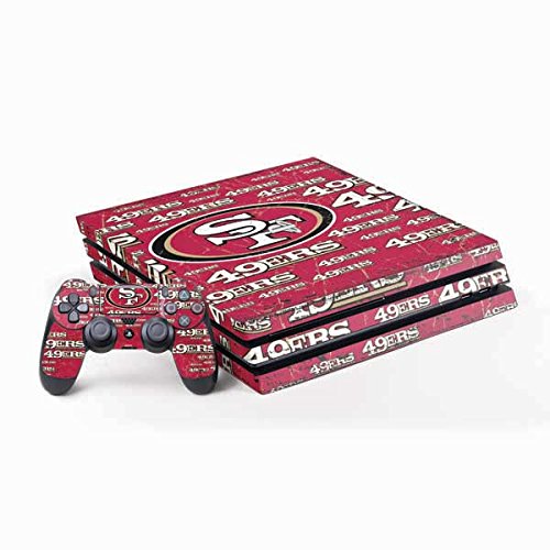 Skinit Decal Gaming Skin Compatible with PS4 Pro Console and Controller Bundle - Officially Licensed NFL San Francisco 49ers Blast Design