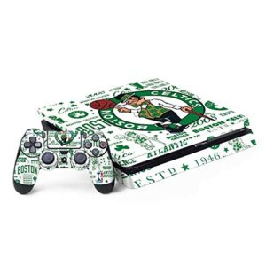 skinit decal gaming skin compatible with ps4 slim bundle - officially licensed nba boston celtics historic blast design