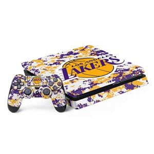 skinit decal gaming skin compatible with ps4 slim bundle - officially licensed nba los angeles lakers digi camo design