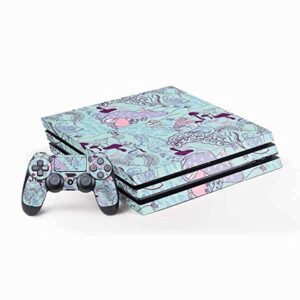 skinit decal gaming skin compatible with ps4 pro bundle - officially licensed disney alice in wonderland (animated) mushrooms print pattern design