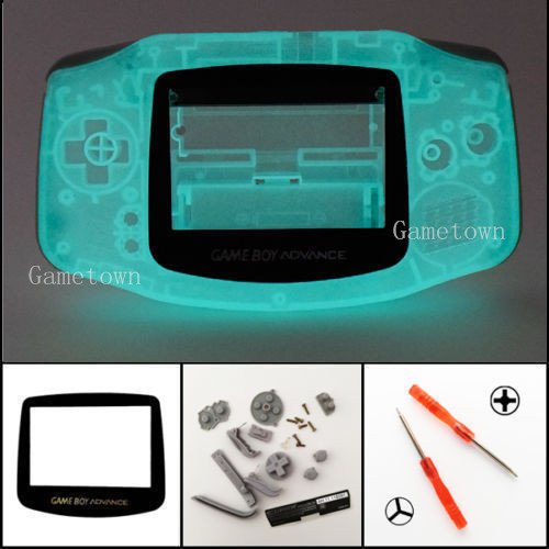 New Replacement Full Housing Shell Cover Case Pack Backlight Backlit for Gameboy Advance GBA Repair Part-Luminous Blue Edition