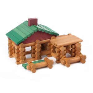 joqutoys 90 pcs wood building blocks toy for toddlers, classic wooden cabin log set preschool education toy, creative construction engineering educational toys for 3 4 5 6 years boys