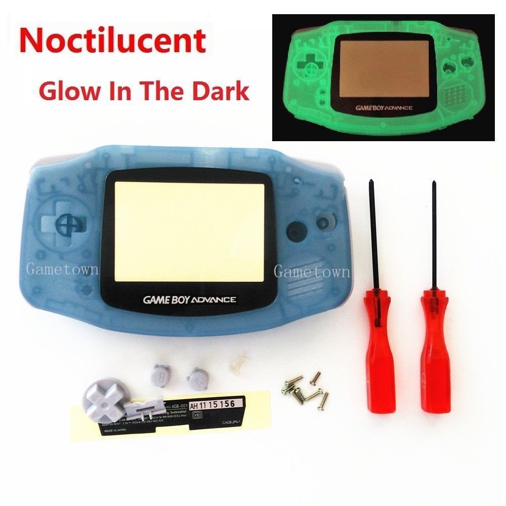 New Replacement Full Housing Shell Cover Case Pack Backlight Backlit for Gameboy Advance GBA Repair Part-Luminous Blue Edition