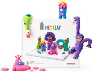 hey clay monsters - colorful kids modeling air-dry clay, 18 cans with fun interactive app