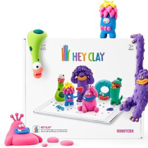 HEY CLAY Monsters - Colorful Kids Modeling Air-Dry Clay, 18 Cans with Fun Interactive App