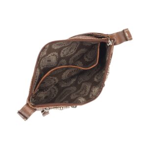 American West Women's Southwestern Arrow Trail Rider Crossbody Bag Distressed Brown One Size