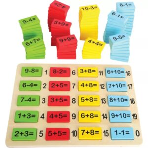 Small Foot Wooden Toys Math Tiles for Learning Addition and Subtracting Number Fun Early Educational Toy Designed for Children 3+, Multi (10716)