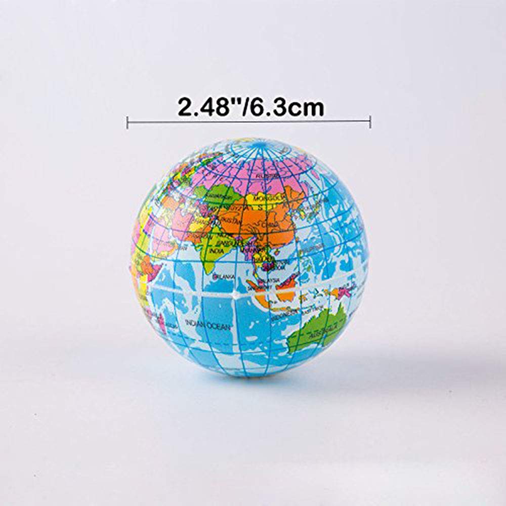 Sohapy 2.48'' Mini Squeezable Globe Stress Balls,Tension Reliver Balls,Party Favor,Soft PU Globe Ball,Earth Pattern,Party Toys (6 PCS)