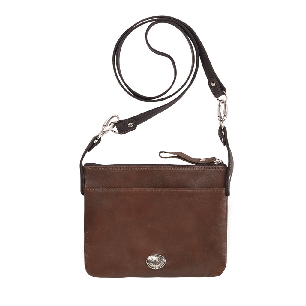 American West Women's Southwestern Arrow Trail Rider Crossbody Bag Distressed Brown One Size