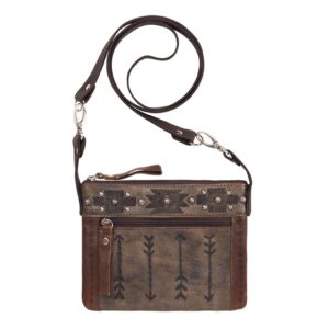 american west women's southwestern arrow trail rider crossbody bag distressed brown one size