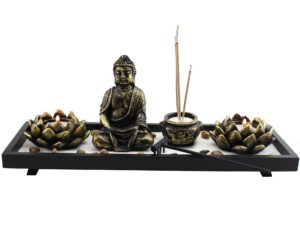 we pay your sales tax feng shui tabletop zen garden buddha rock rake sand candle incense burner home decor gift (kt00034)