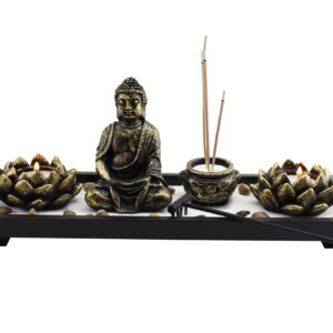 We pay your sales tax Feng Shui Tabletop Zen Garden Buddha Rock Rake Sand Candle Incense Burner Home Decor Gift (KT00034)