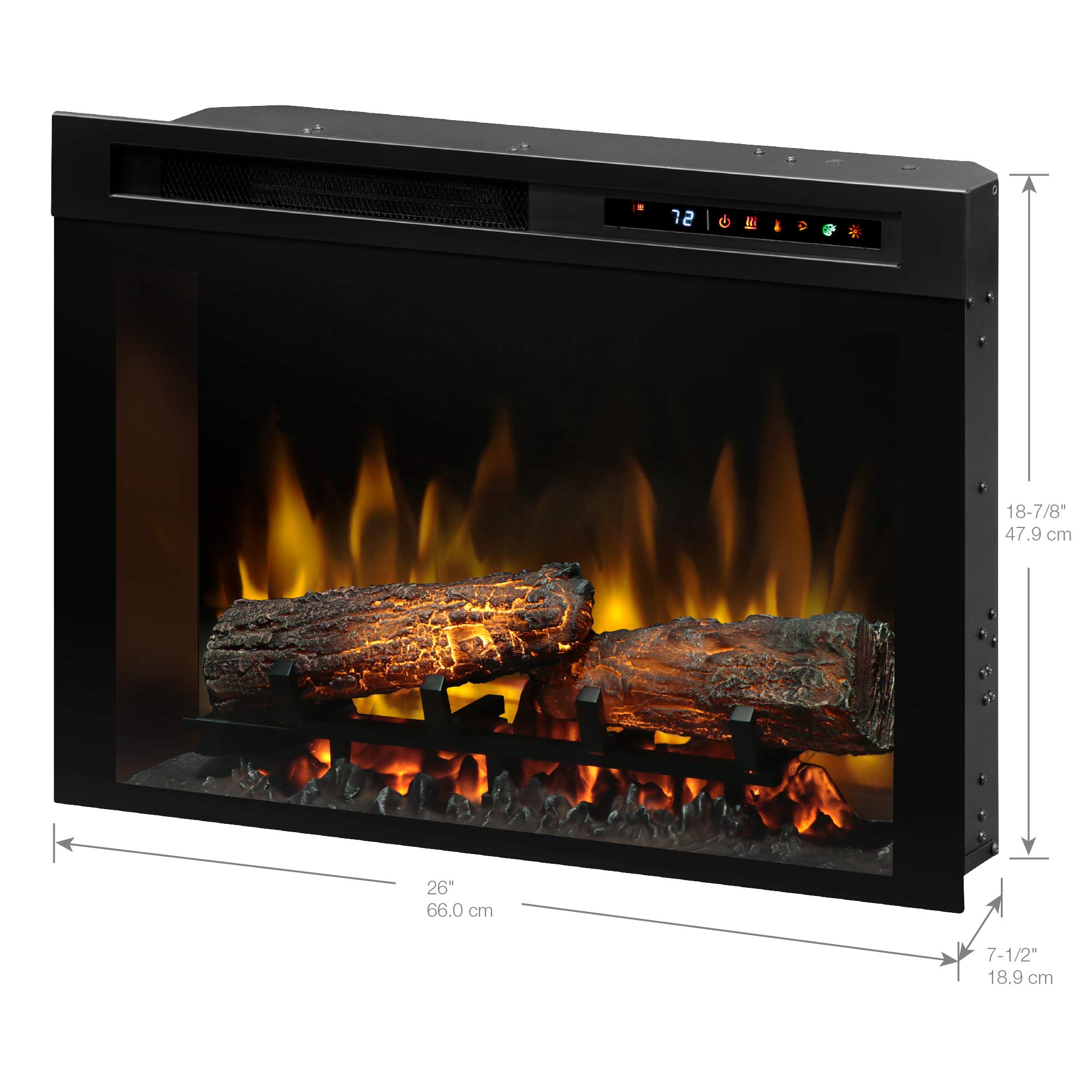 Dimplex 26 Inch Built-in Electric Fireplace - Multi-Fire XHD Firebox with Logs and Realistic Multi-Color Flames | Model: XHD26L