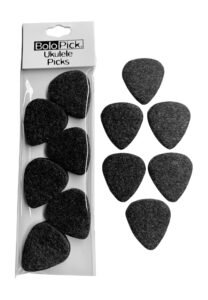 ukulele picks, bolopick 12 pack original recipe black felt uke picks for ukulele, guitar, bass, autoharp, banjo