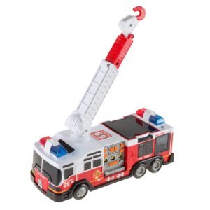 hey! play! toy fire truck with extending ladder, battery-powered lights, siren sounds and bump-n-go movement for toddlers boys and girls