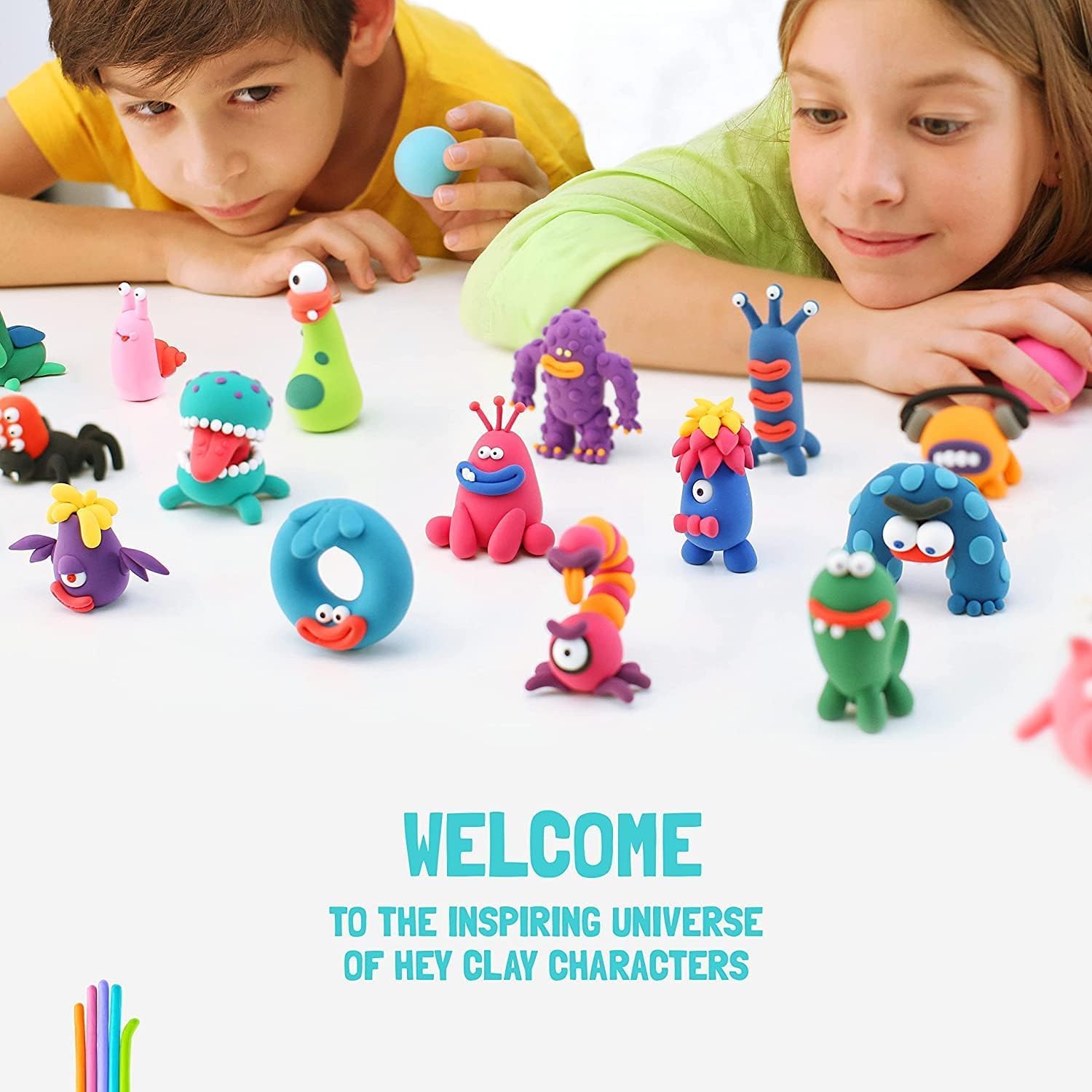 HEY CLAY Monsters - Colorful Kids Modeling Air-Dry Clay, 18 Cans with Fun Interactive App