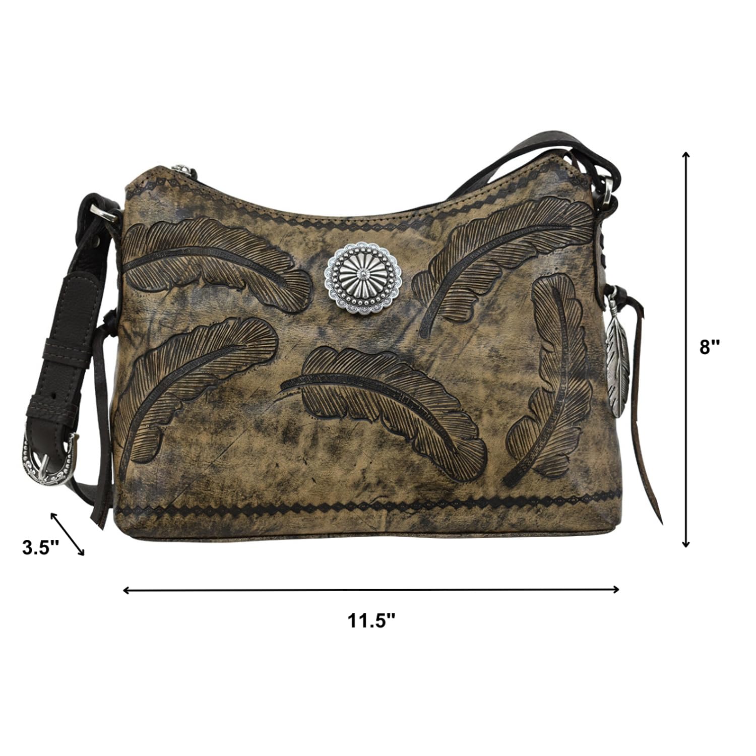 American West Women's Sacred Bird Shoulder Bag Distressed Brown One Size