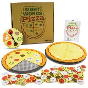 pint-size scholars sight words pizza board game | 120 vocabulary words for reading & spelling readiness (dolch & fry) | educational learning board games for kids | teaching tool for parents & teachers