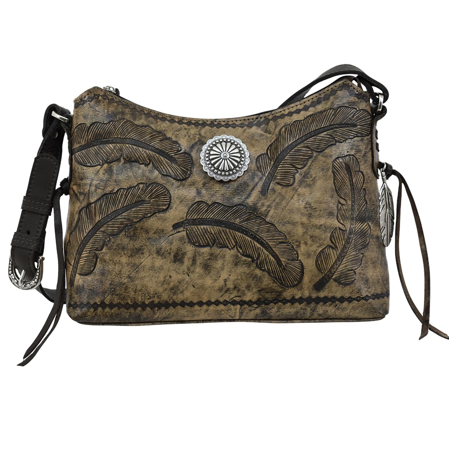 American West Women's Sacred Bird Shoulder Bag Distressed Brown One Size