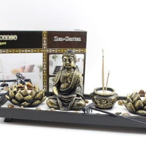 We pay your sales tax Feng Shui Tabletop Zen Garden Buddha Rock Rake Sand Candle Incense Burner Home Decor Gift (KT00034)