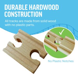 12 Wooden Train Cars, 1 Bonus Crane, 4 Connectors, Locomotive Tank Engines and Wagons for Toy Train Tracks, Compatible with Thomas Wood Toy Railroad Set