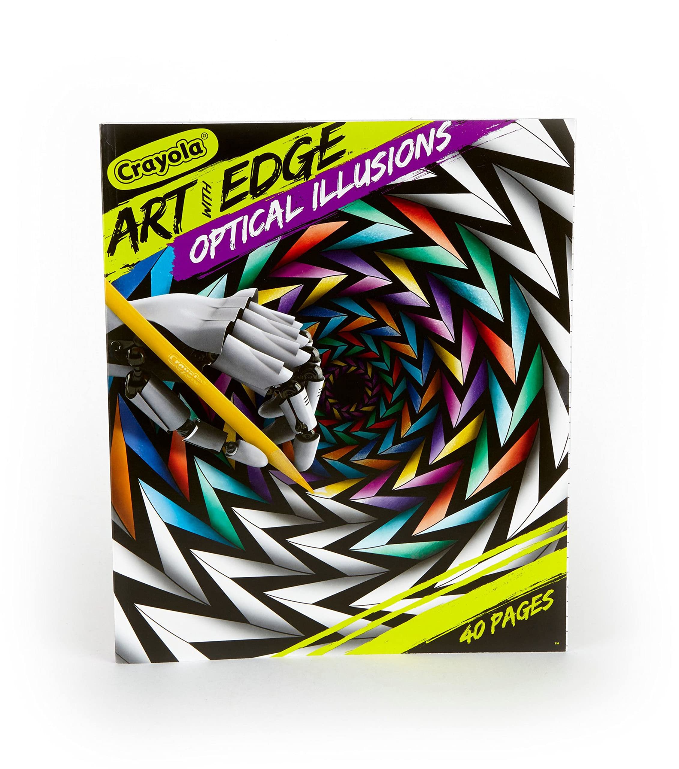 Crayola Art With Edge Optical Illusions Coloring Pages (40pgs), Adult Coloring, 3D Art, Gift for Teens & Adults