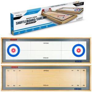 gosports shuffleboard and curling 2 in 1 board games - classic tabletop or giant size - choose your style