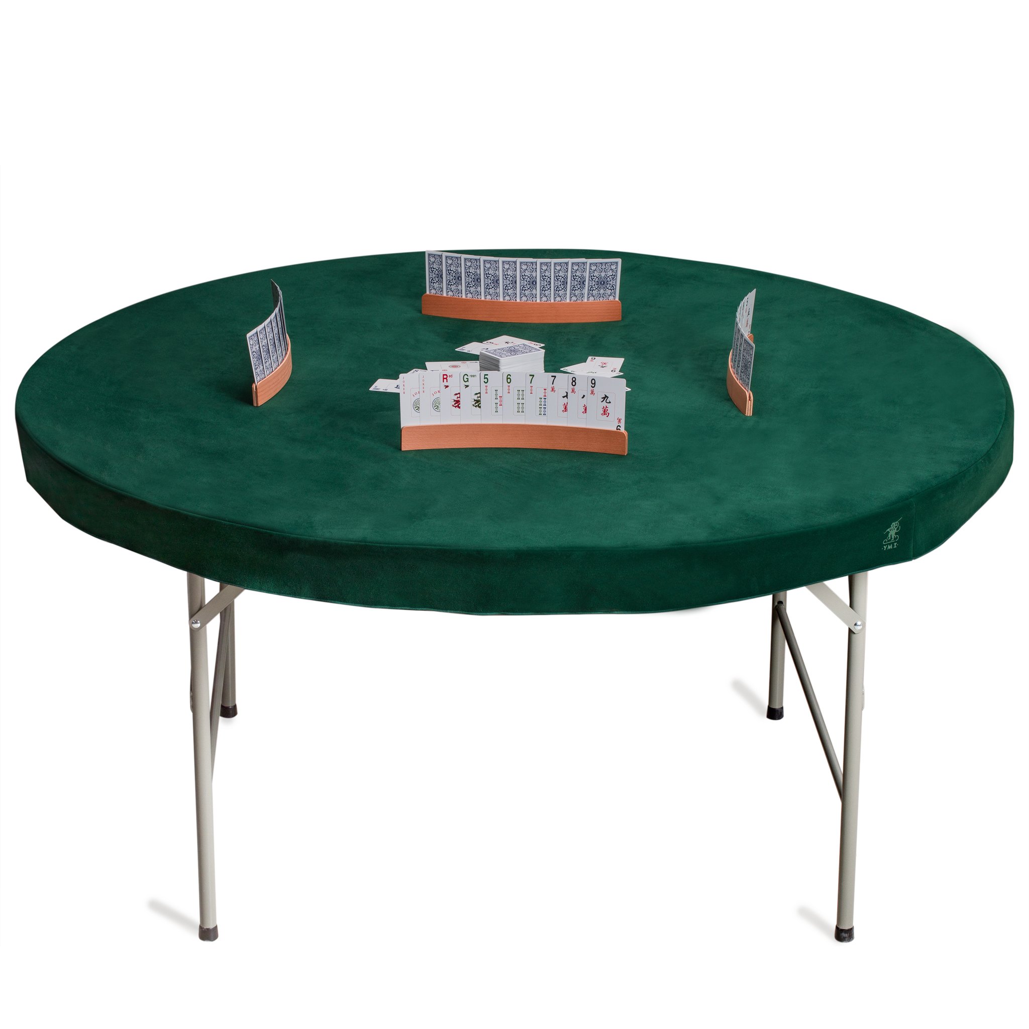 Yellow Mountain Imports Professional Grade Green Round Table Cover for Card Games, Mahjong, Board Games, Dice Games, and More - 61.2"