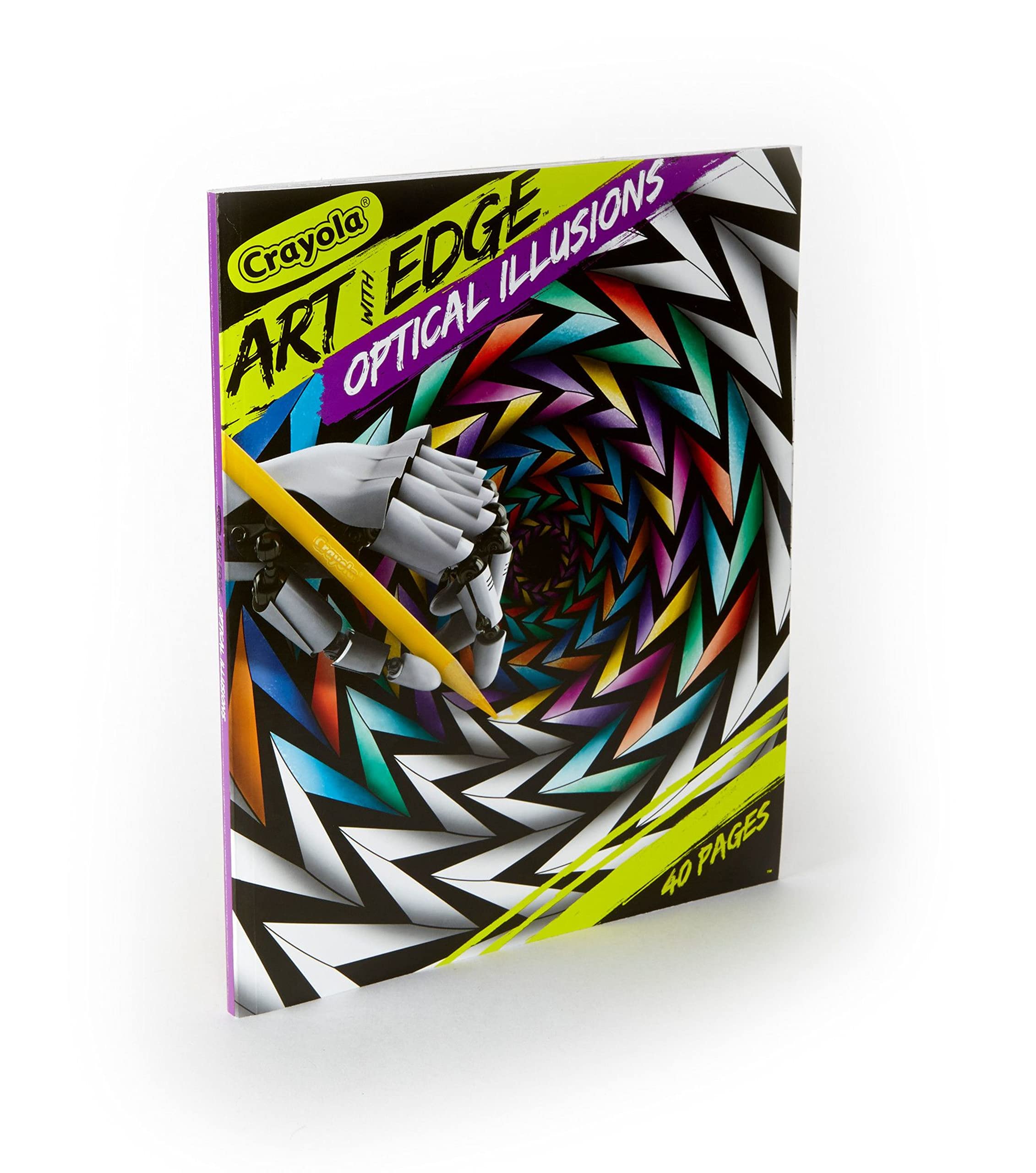 Crayola Art With Edge Optical Illusions Coloring Pages (40pgs), Adult Coloring, 3D Art, Gift for Teens & Adults