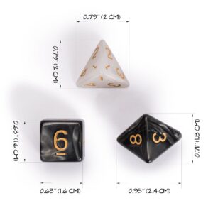 Yellow Mountain Imports 42 Polyhedral Dice, 6 Colors with Complete Set of D4, D6, D8, D10, D12, D20, and D% for Role Playing Games (RPG), DND, MTG, and Other Dice Games