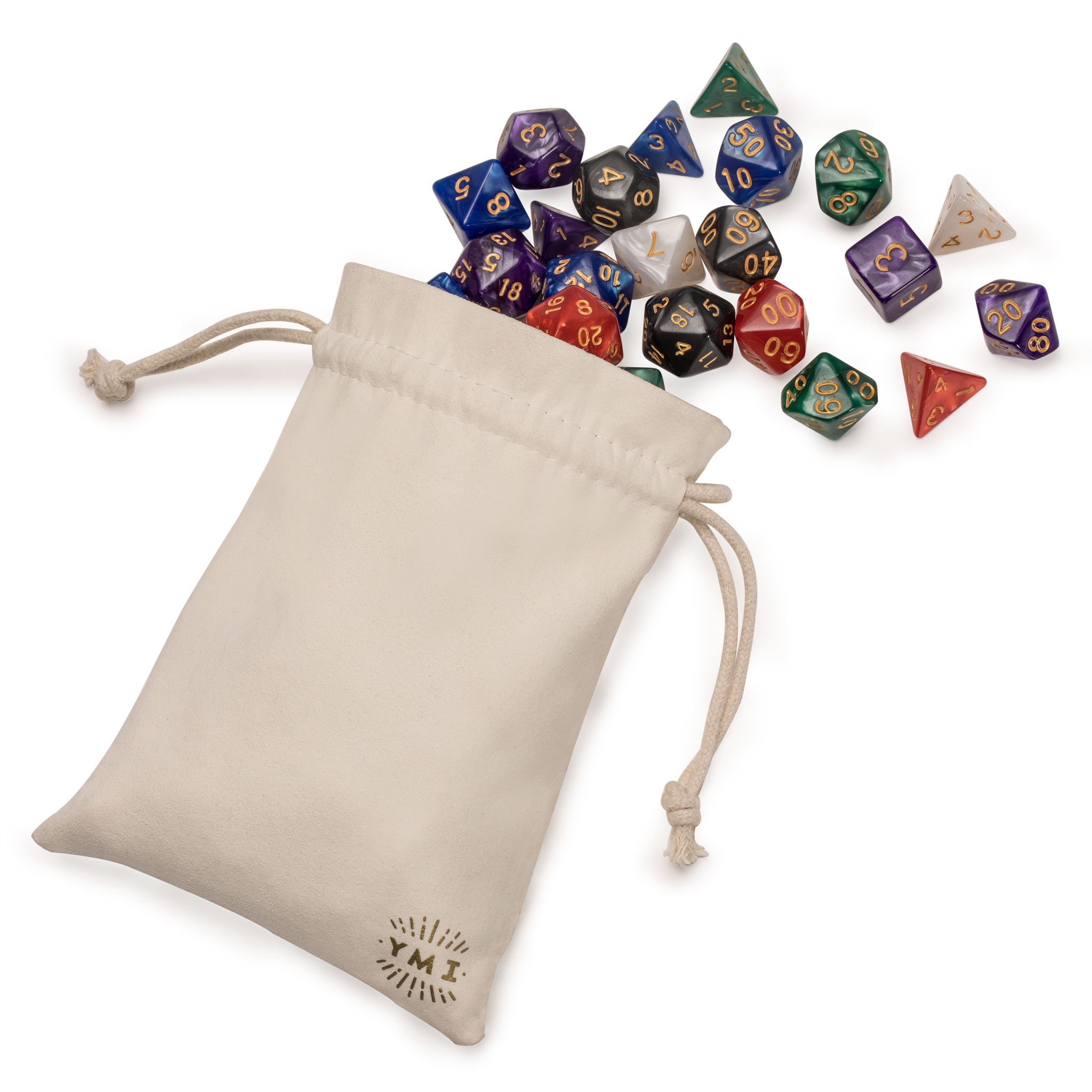 Yellow Mountain Imports 42 Polyhedral Dice, 6 Colors with Complete Set of D4, D6, D8, D10, D12, D20, and D% for Role Playing Games (RPG), DND, MTG, and Other Dice Games