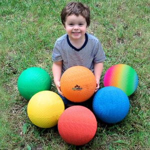 toysopoly playground balls 8.5 inch, kickball dodgeball for kids and adults - bouncing dodge ball, handball, square game for outdoor & indoor + free pump & mesh bag