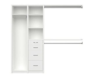 closetmaid 6105140 spacecreations 52" - 87" wood closet organizer kit, classic white