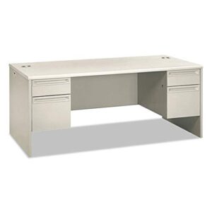 hon 38180b9q 38000 series double pedestal desk, 72-inch wide, silver mesh/light gray