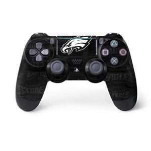 skinit decal gaming skin compatible with ps4 pro/slim controller - officially licensed nfl philadelphia eagles black & white design