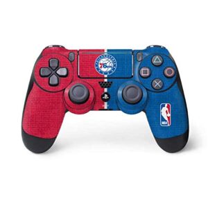 skinit decal gaming skin for ps4 pro/slim controller - officially licensed nba philadelphia 76ers canvas split design