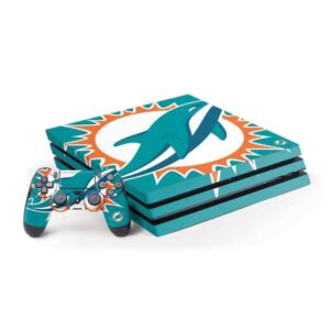 skinit decal gaming skin compatible with ps4 pro console and controller bundle - officially licensed nfl miami dolphins large logo design