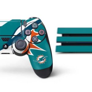 Skinit Decal Gaming Skin Compatible with PS4 Pro Console and Controller Bundle - Officially Licensed NFL Miami Dolphins Large Logo Design