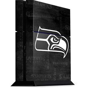 skinit decal gaming skin compatible with ps4 console - officially licensed nfl seattle seahawks black & white design