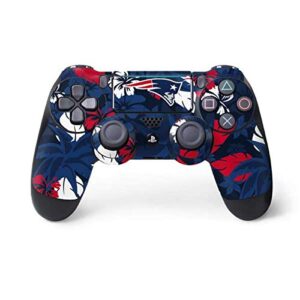 skinit decal gaming skin compatible with ps4 pro/slim controller - officially licensed nfl new england patriots tropical print design