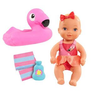 waterbabies doll bathtime fun, flamingo, water filled baby doll bath toy and accessories