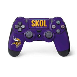 skinit decal gaming skin compatible with ps4 pro/slim controller - officially licensed nfl minnesota vikings team motto design