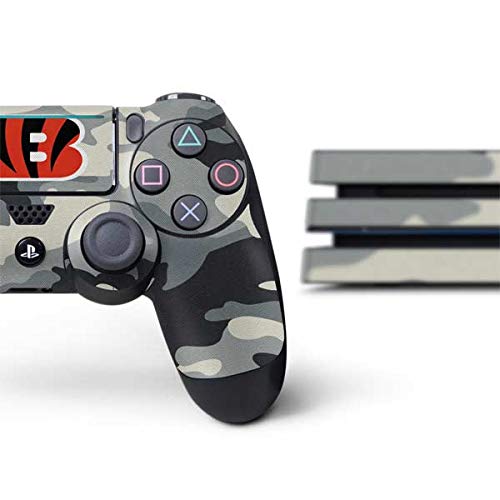 Skinit Decal Gaming Skin Compatible with PS4 Pro Console and Controller Bundle - Officially Licensed NFL Cincinnati Bengals Camo Design