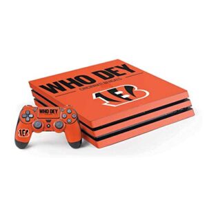 skinit decal gaming skin compatible with ps4 pro console and controller bundle - officially licensed nfl cincinnati bengals team motto design