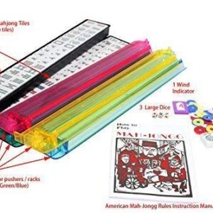 C&H Solutions 166 Tiles American Mahjong Set Black Soft Bag 4 Color Pushers/Racks Easy Carry Western Mahjongg