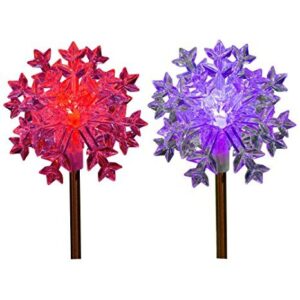 unido box snowflake solar garden stake light led color-changing, set of 2