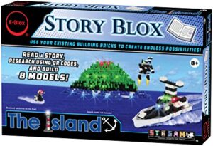 e-blox stories blox builder - the island led light-up building blocks stories toy set for kids ages 8+