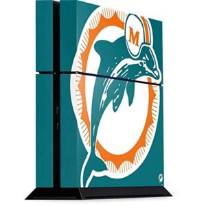 skinit decal gaming skin compatible with ps4 console - officially licensed nfl miami dolphins retro logo design