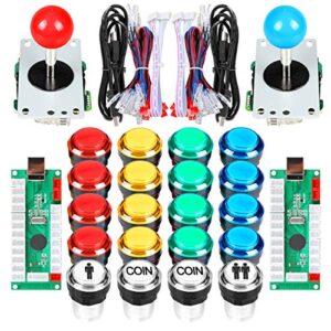 eg starts 2 player arcade diy kit arcade joystick + 16x led illuminated arcade buttons + 2 player + coin buttons for raspberry pi 3b model project diy parts (mixed color kits)